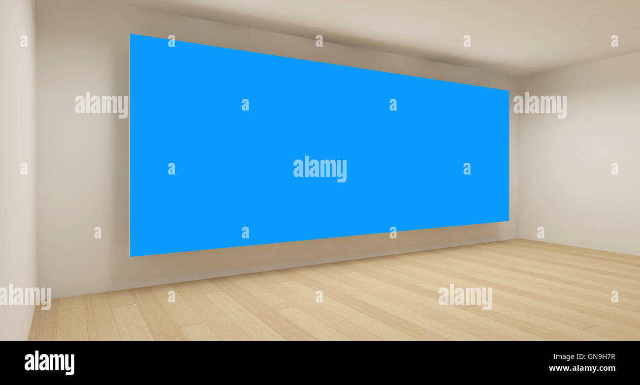 Empty space with blue chroma key backdrop, 3d art concept, clean Stock ...