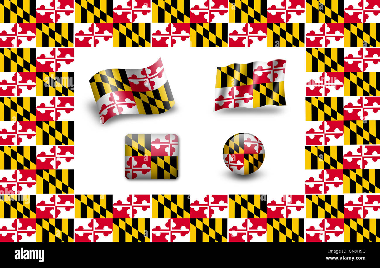 Flag of Maryland. icon set. flags frame Stock Photo - Alamy