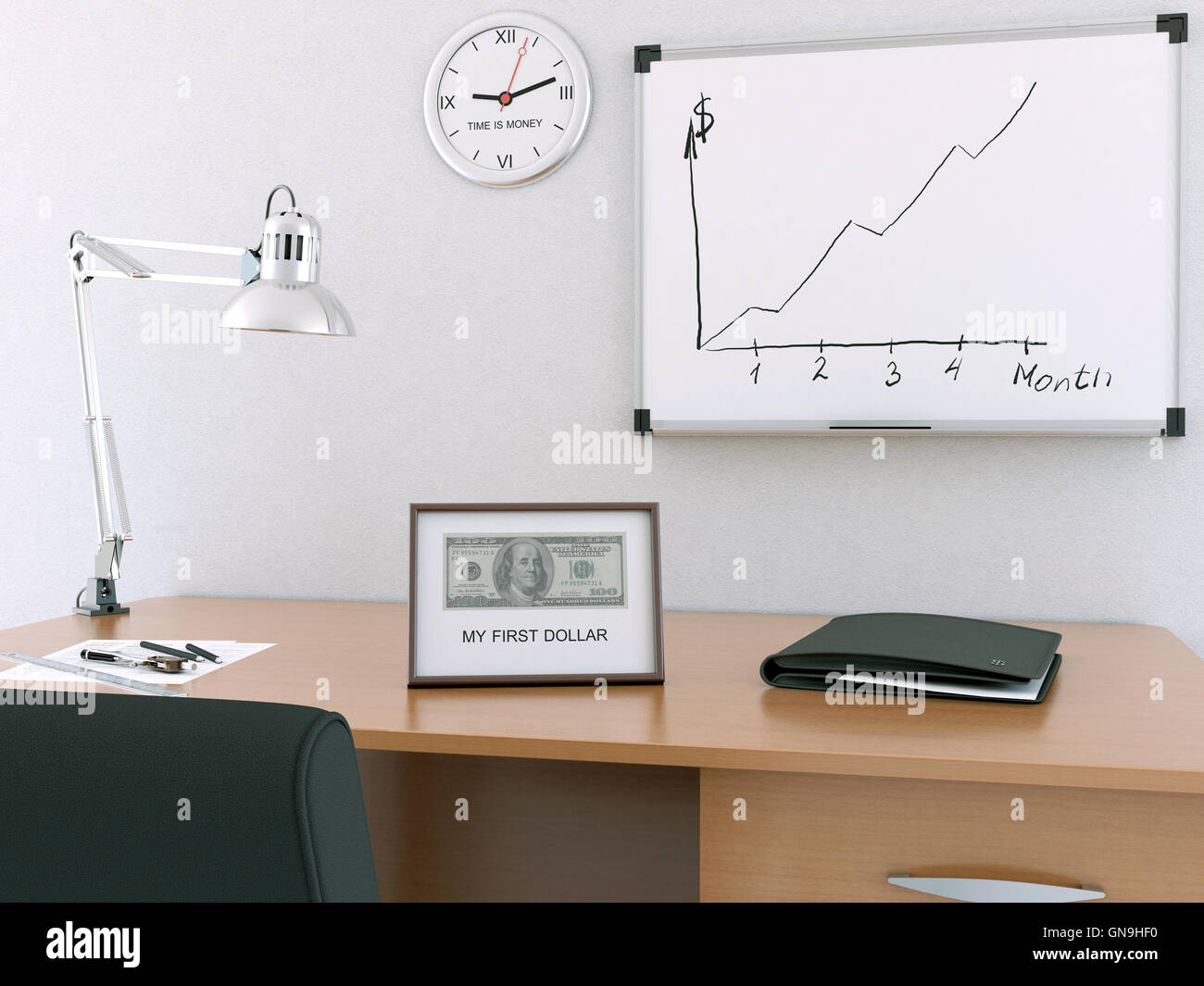 One dollar in a wooden box with the caption "My first dollar" - a relic ...