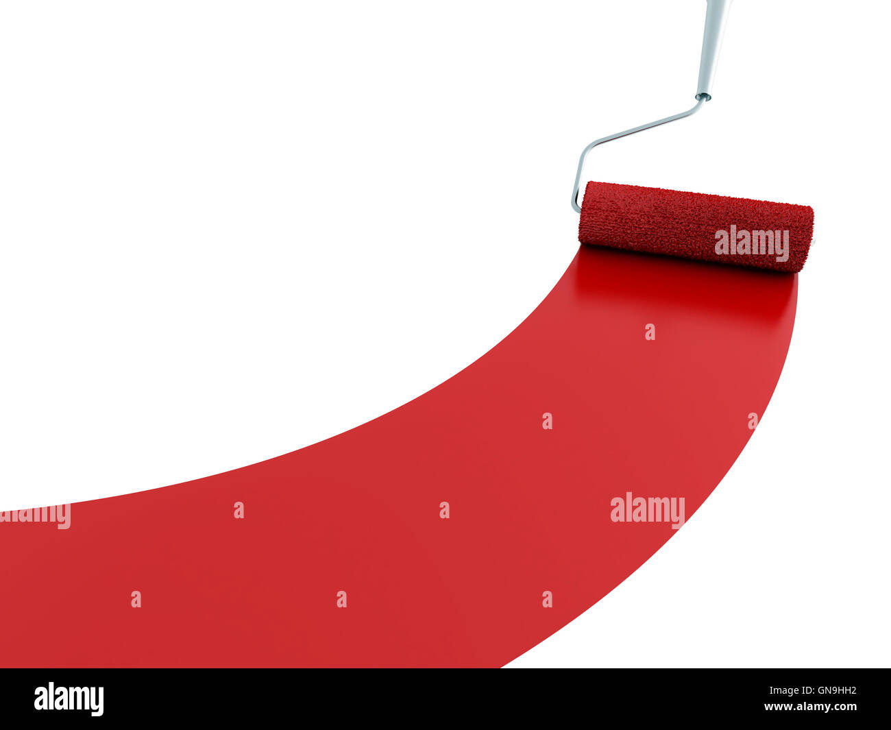 Strip of a red paint and the painting platen Stock Photo - Alamy