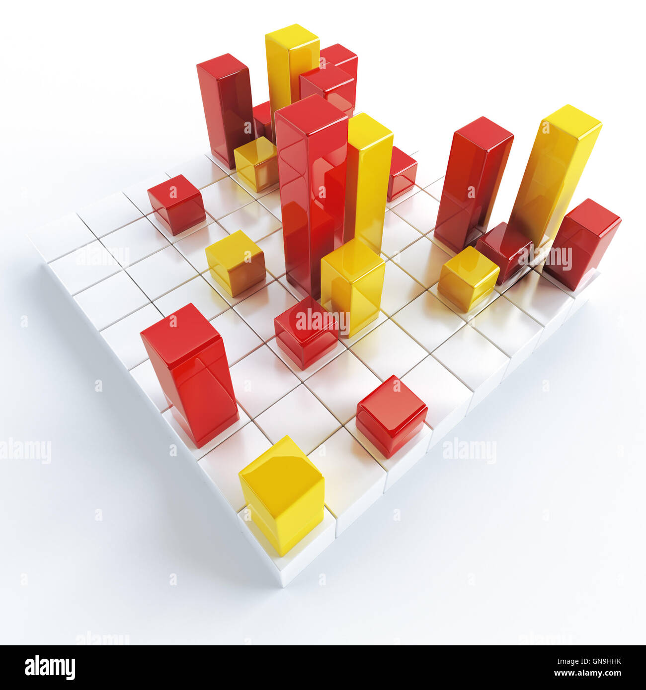 Abstract yellow and red metallic cubes Stock Photo - Alamy