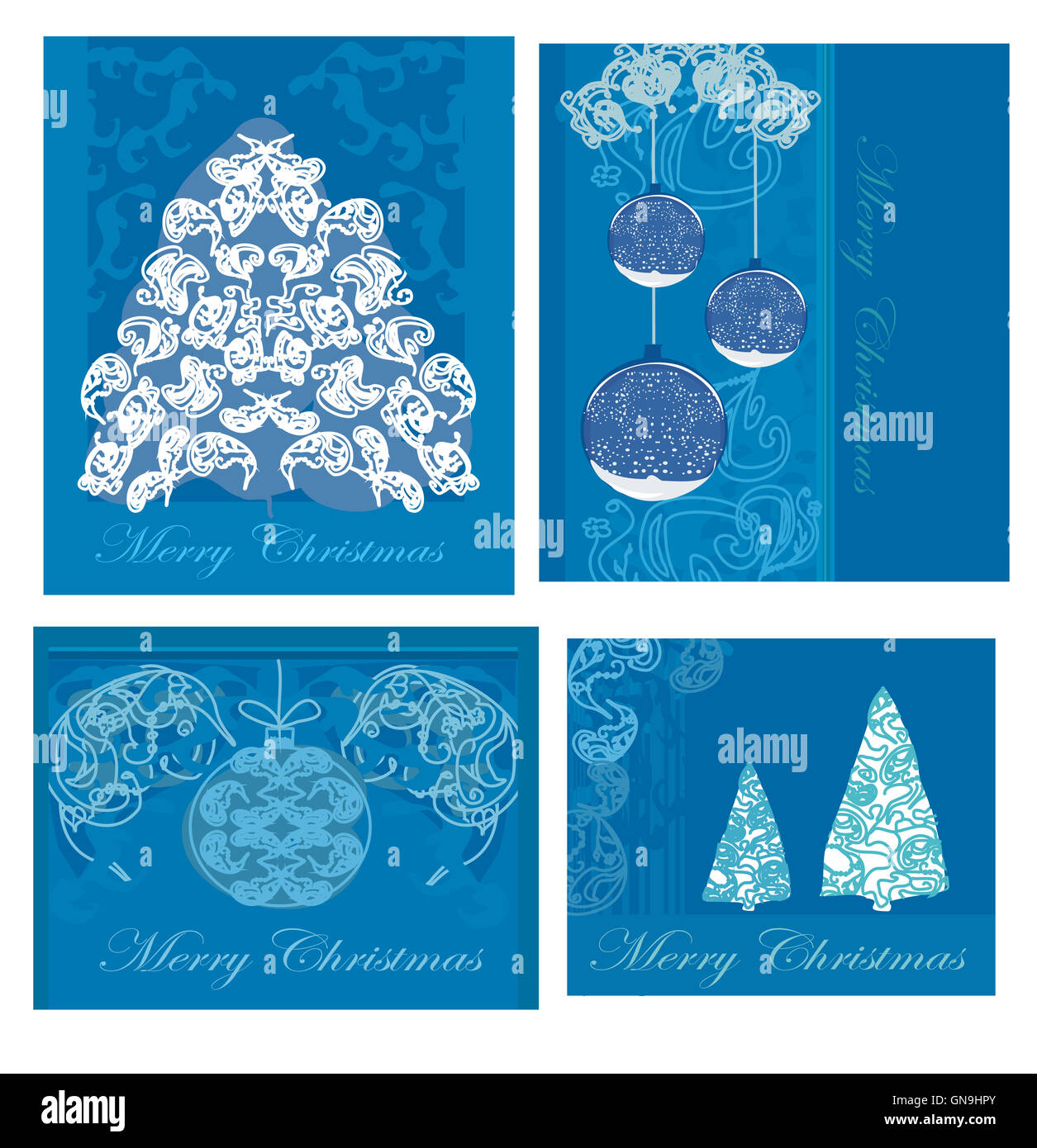 Christmas cards hanging background Cut Out Stock Images & Pictures - Alamy