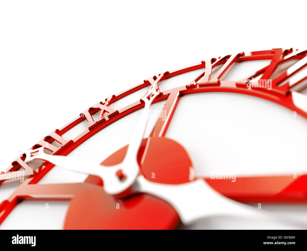 old red clock on a white background Stock Photo - Alamy