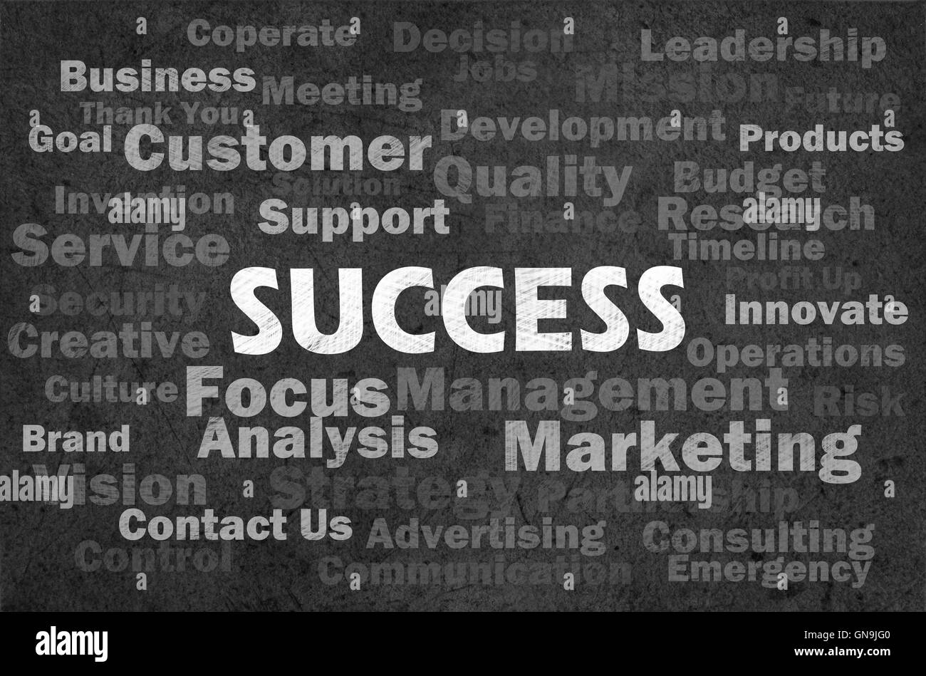 Success concept with other related words on retro background Stock ...