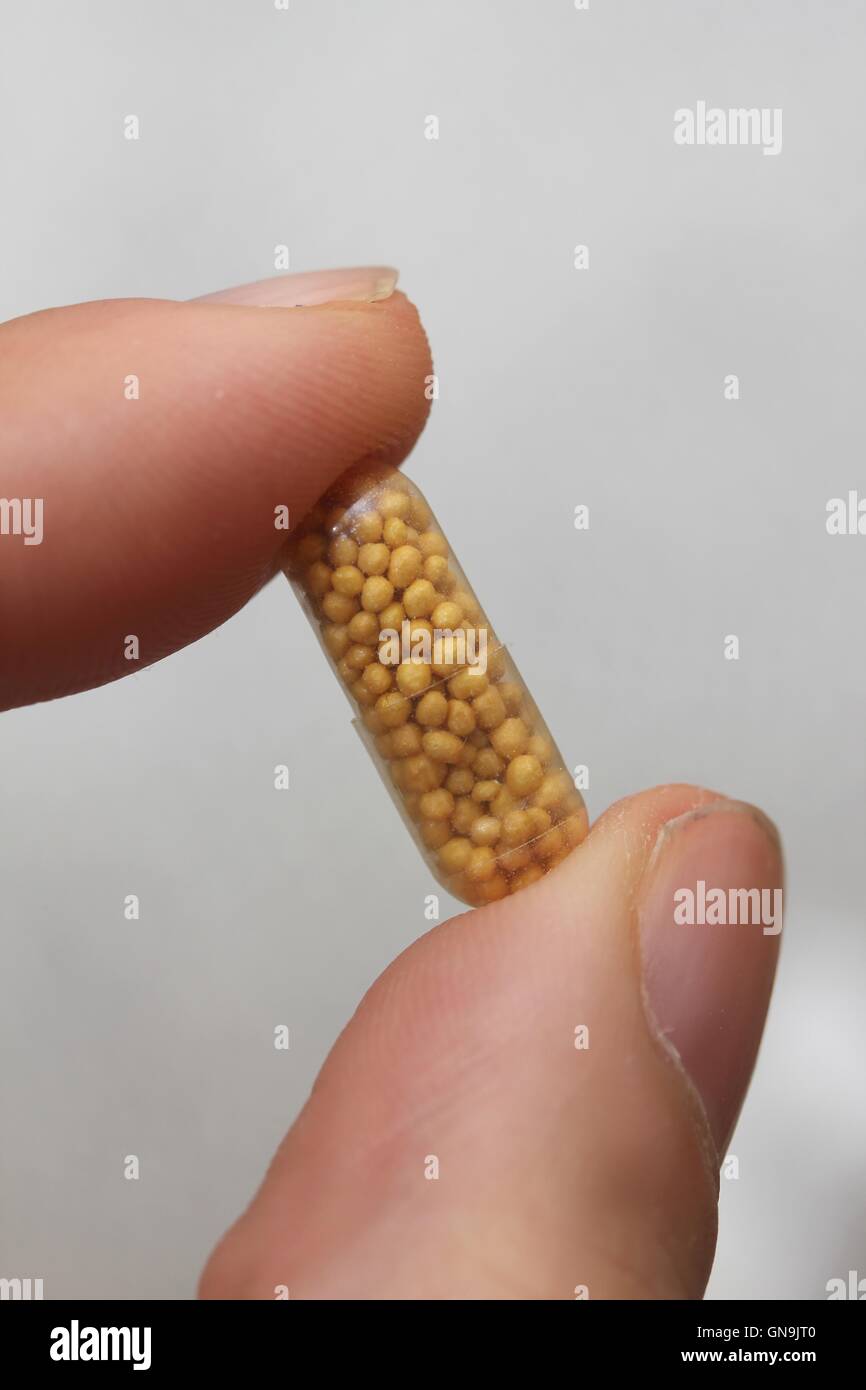 the capsule in hands Stock Photo - Alamy