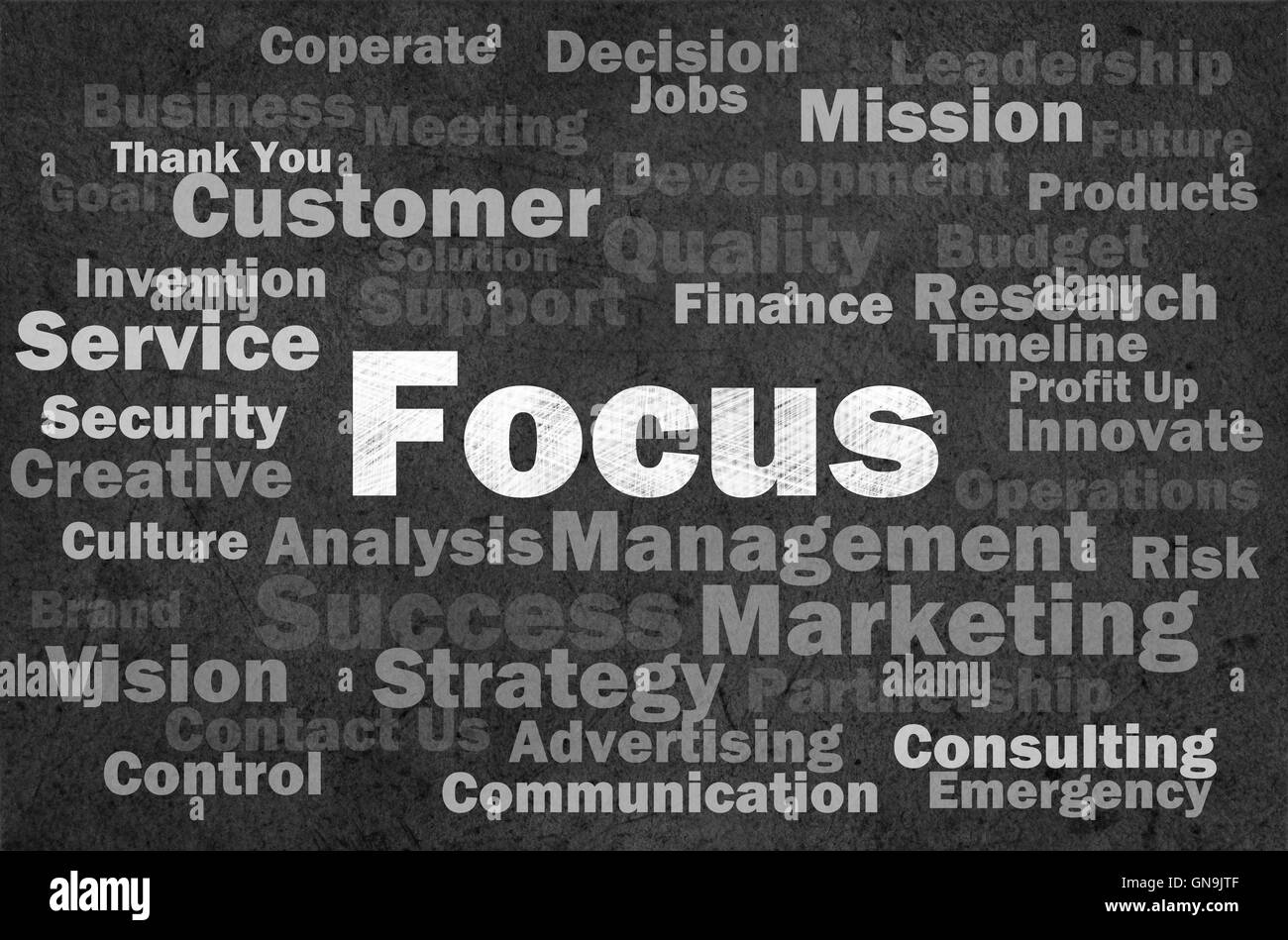 Focus concept with other related words Stock Photo - Alamy