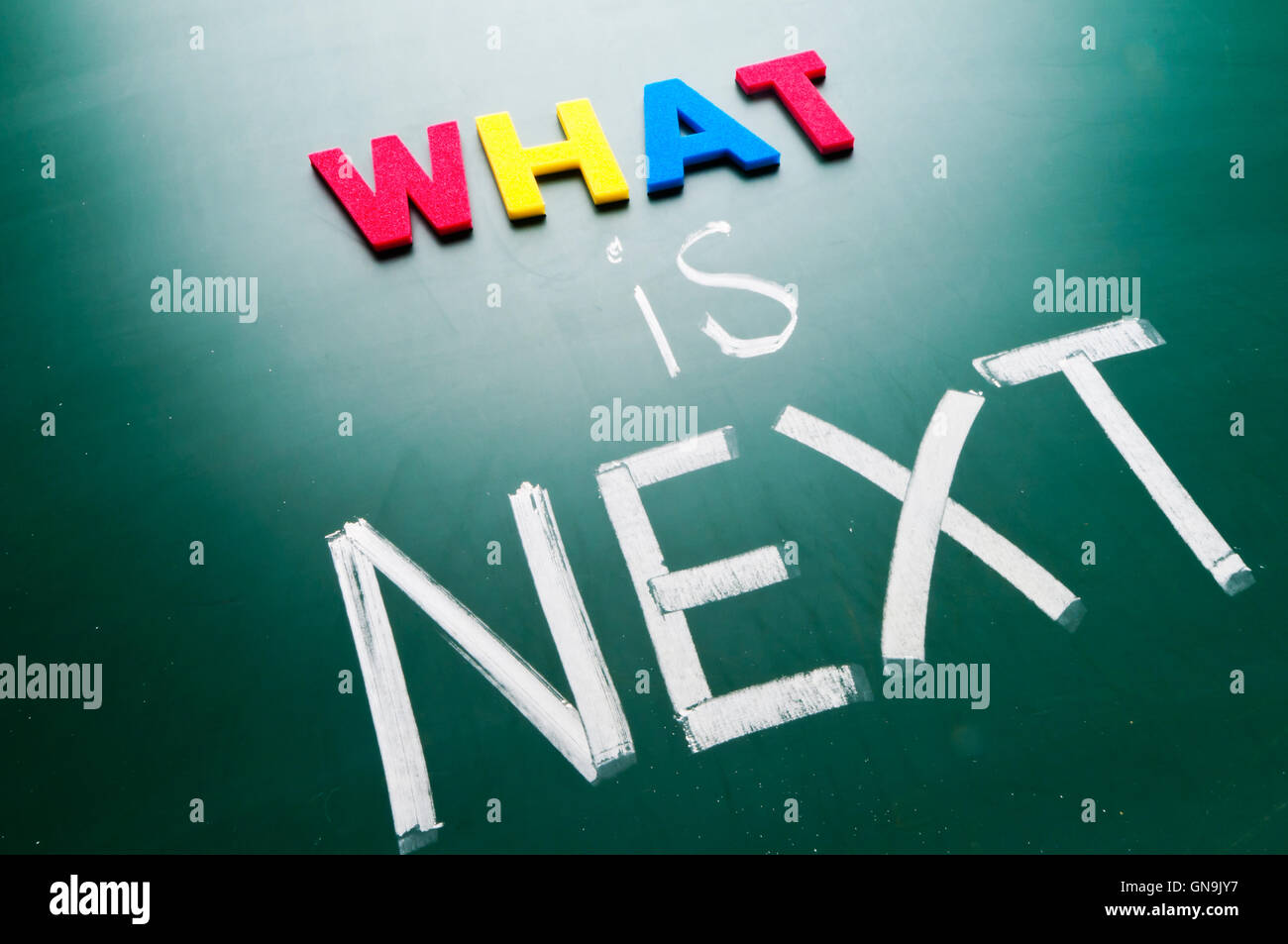 What is next concept,words on blackboard Stock Photo - Alamy