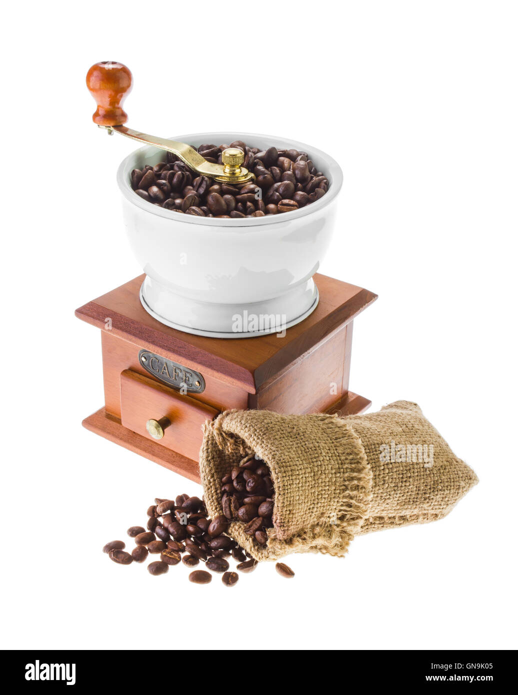 grinder and coffee beans Stock Photo - Alamy