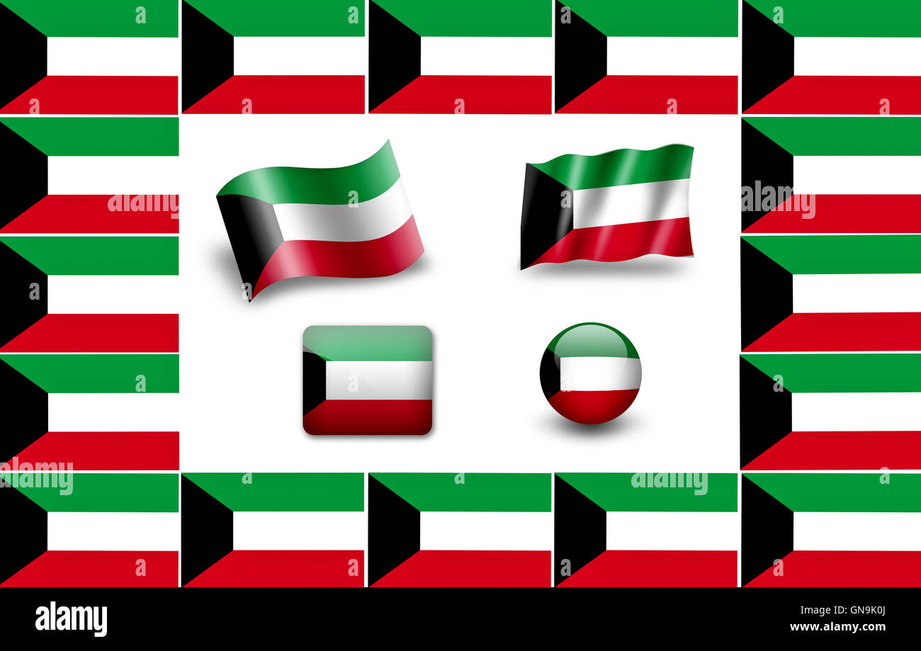 Flag of Kuwait. icon set. flags frame Stock Photo - Alamy