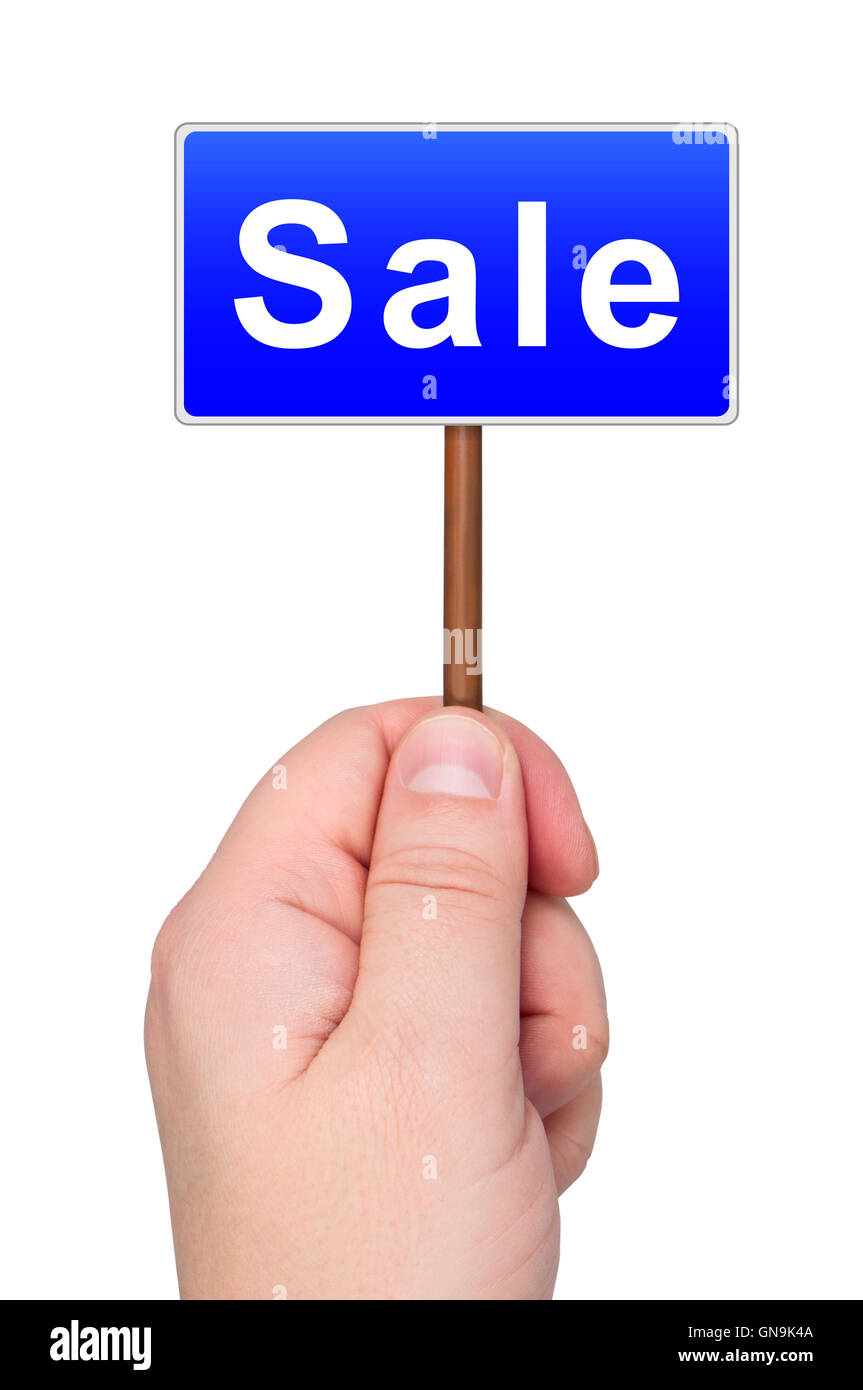Hand holding sign SALE Stock Photo - Alamy