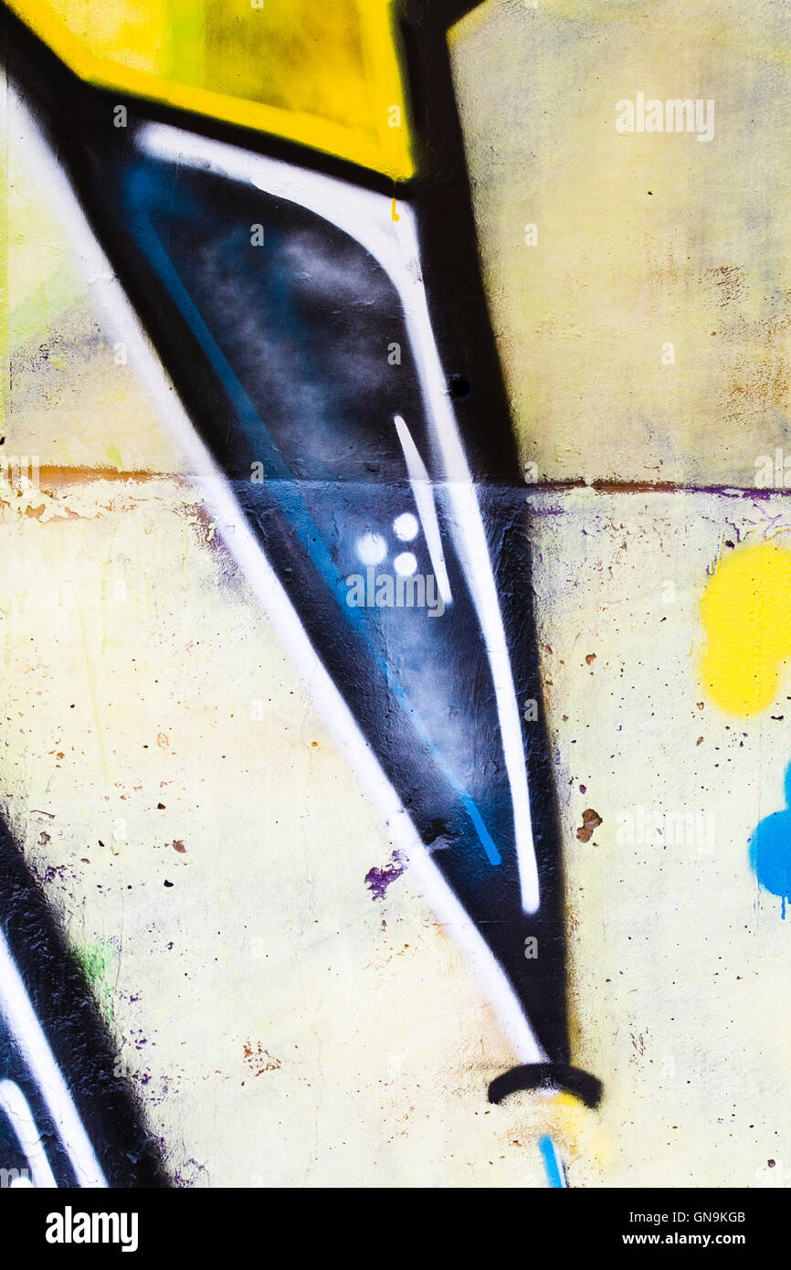 Rusty Wall painted with bright colorful graffiti Stock Photo - Alamy