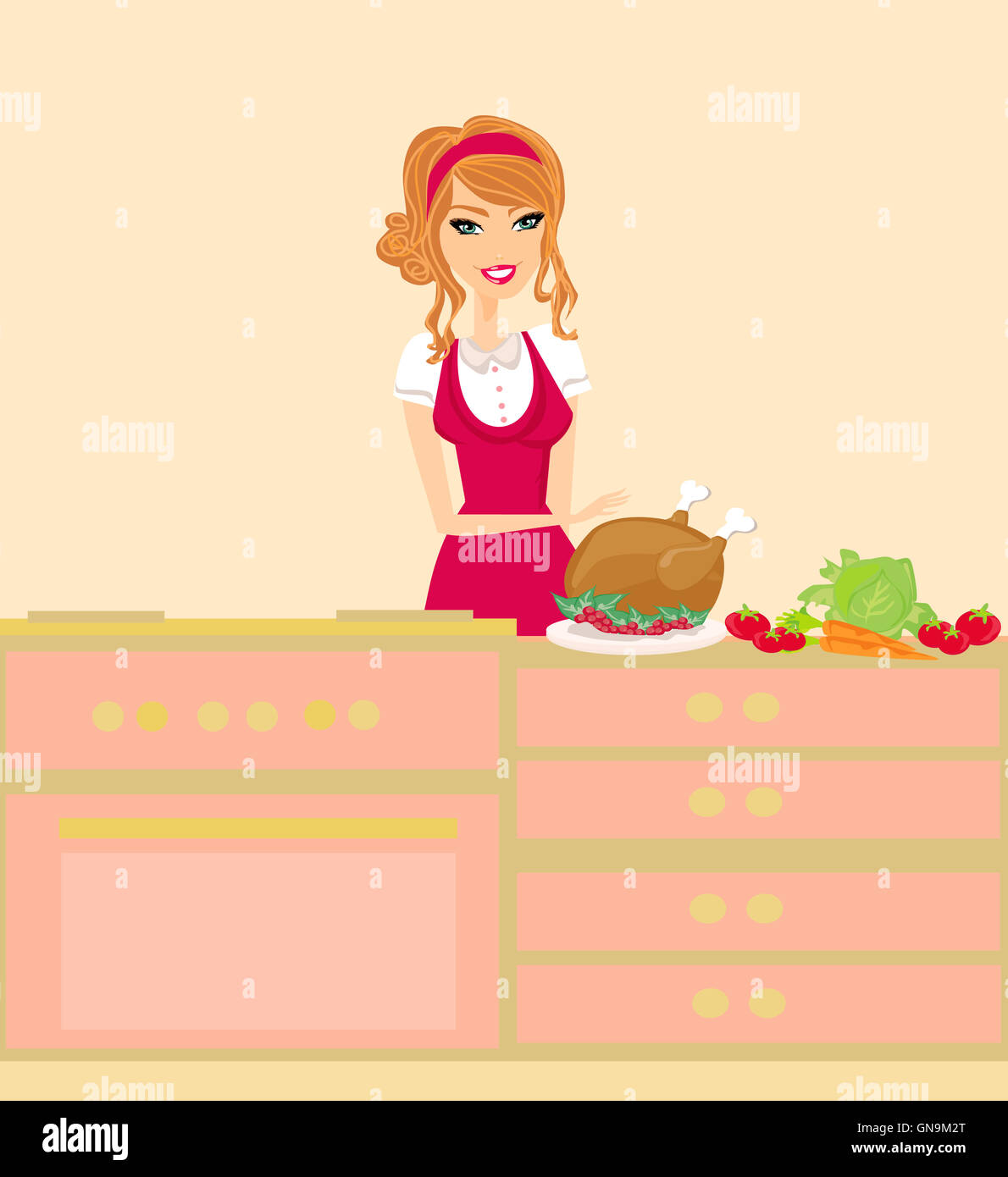 Beautiful lady cooking Stock Photo - Alamy