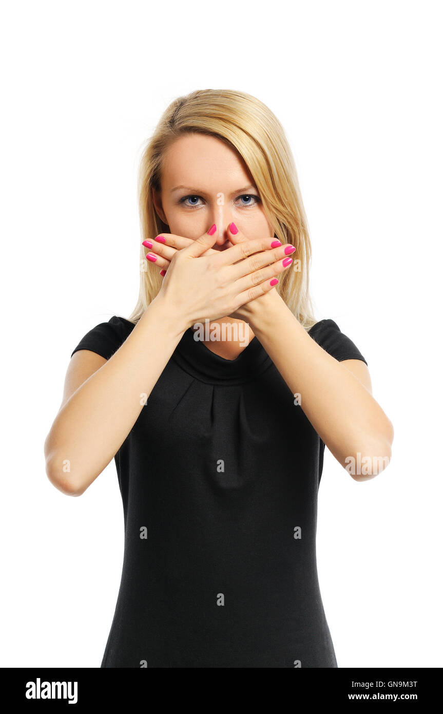 Woman speak nothing Stock Photo - Alamy