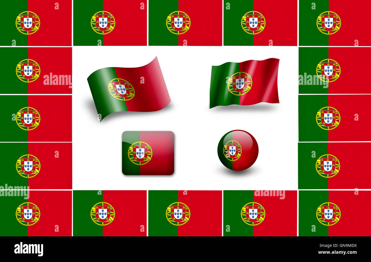 Flag of Portugal. icon set. flags frame Stock Photo - Alamy