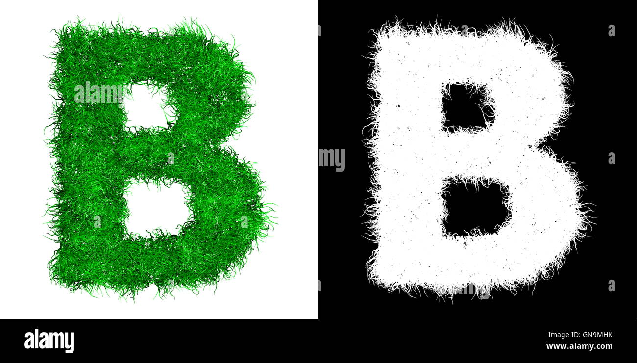 Green Capital Letter B made of Grass - with Alpha Mask Stock Photo - Alamy