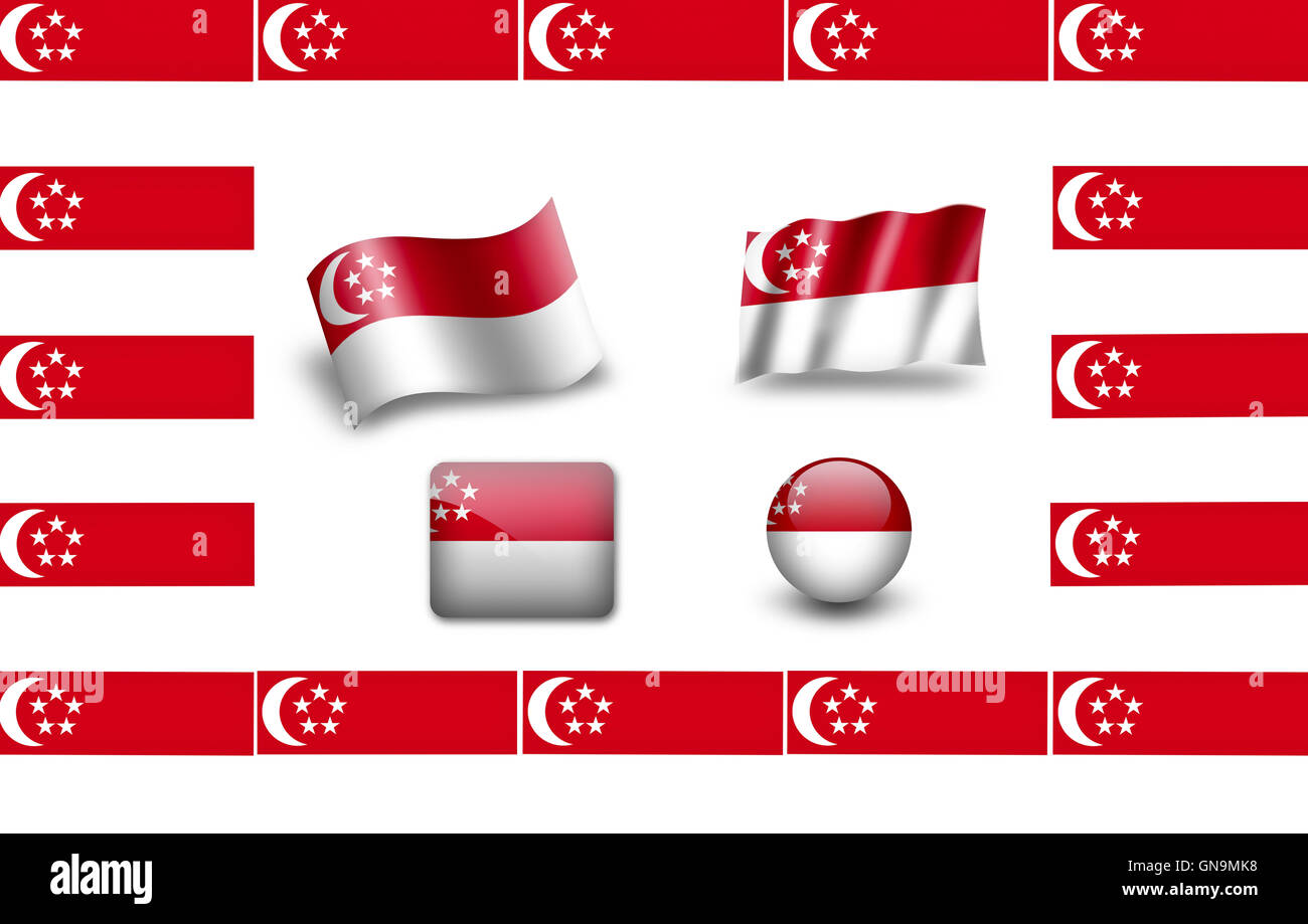 Flag of Singapore. icon set. flags frame Stock Photo - Alamy