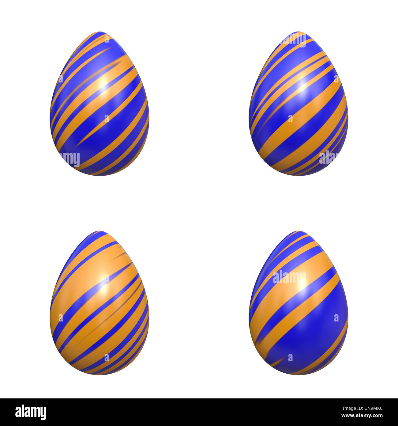 Easter eggs striped in blue Stock Photo - Alamy