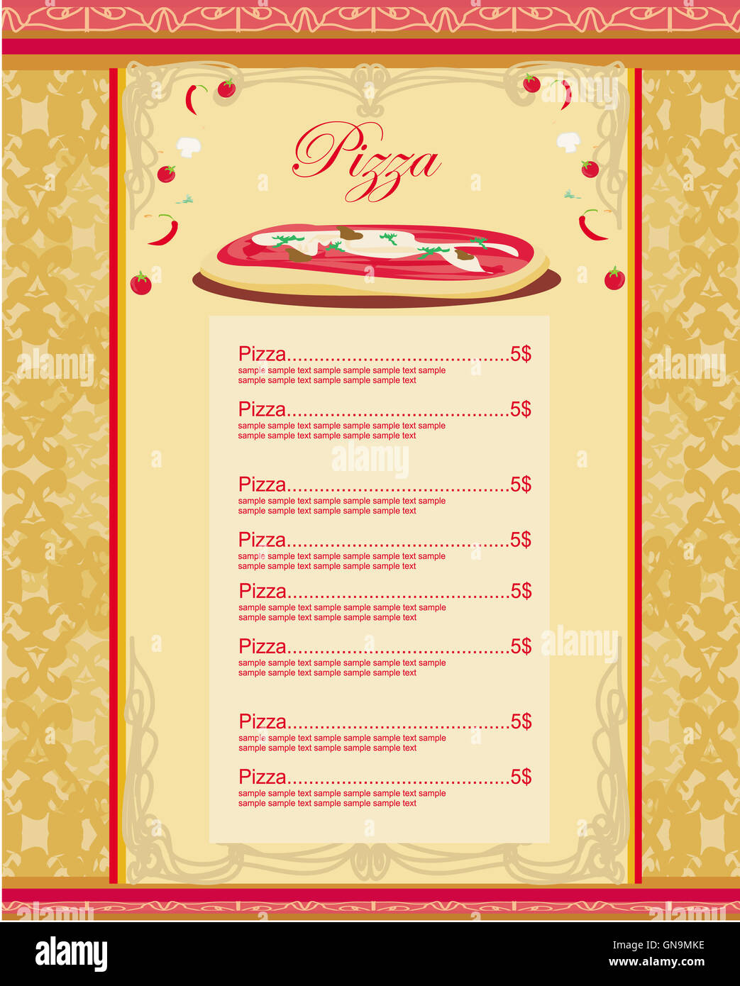Pizza Menu Template Stock Photo - Alamy