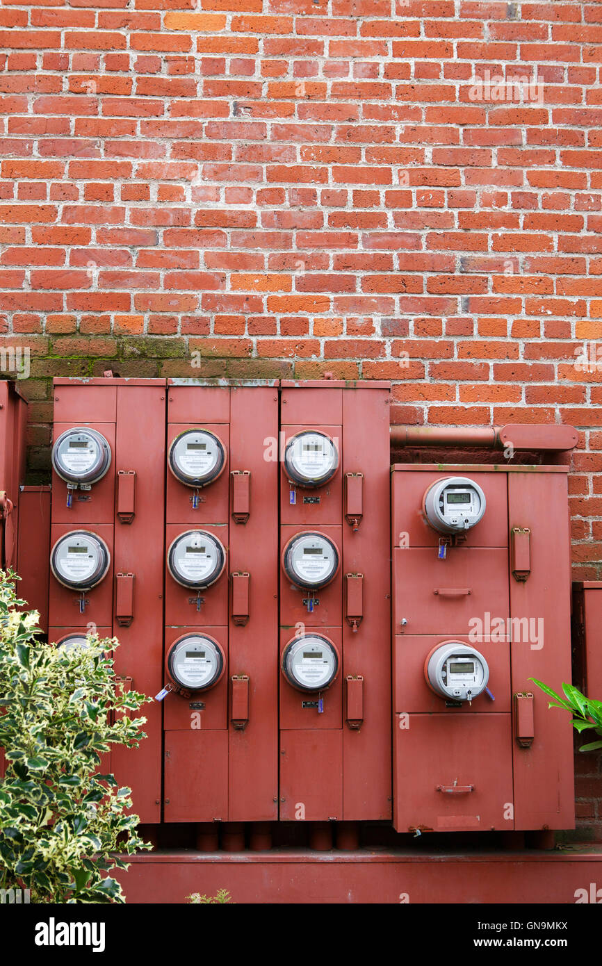 Ten Electric Meters Stock Photo - Alamy