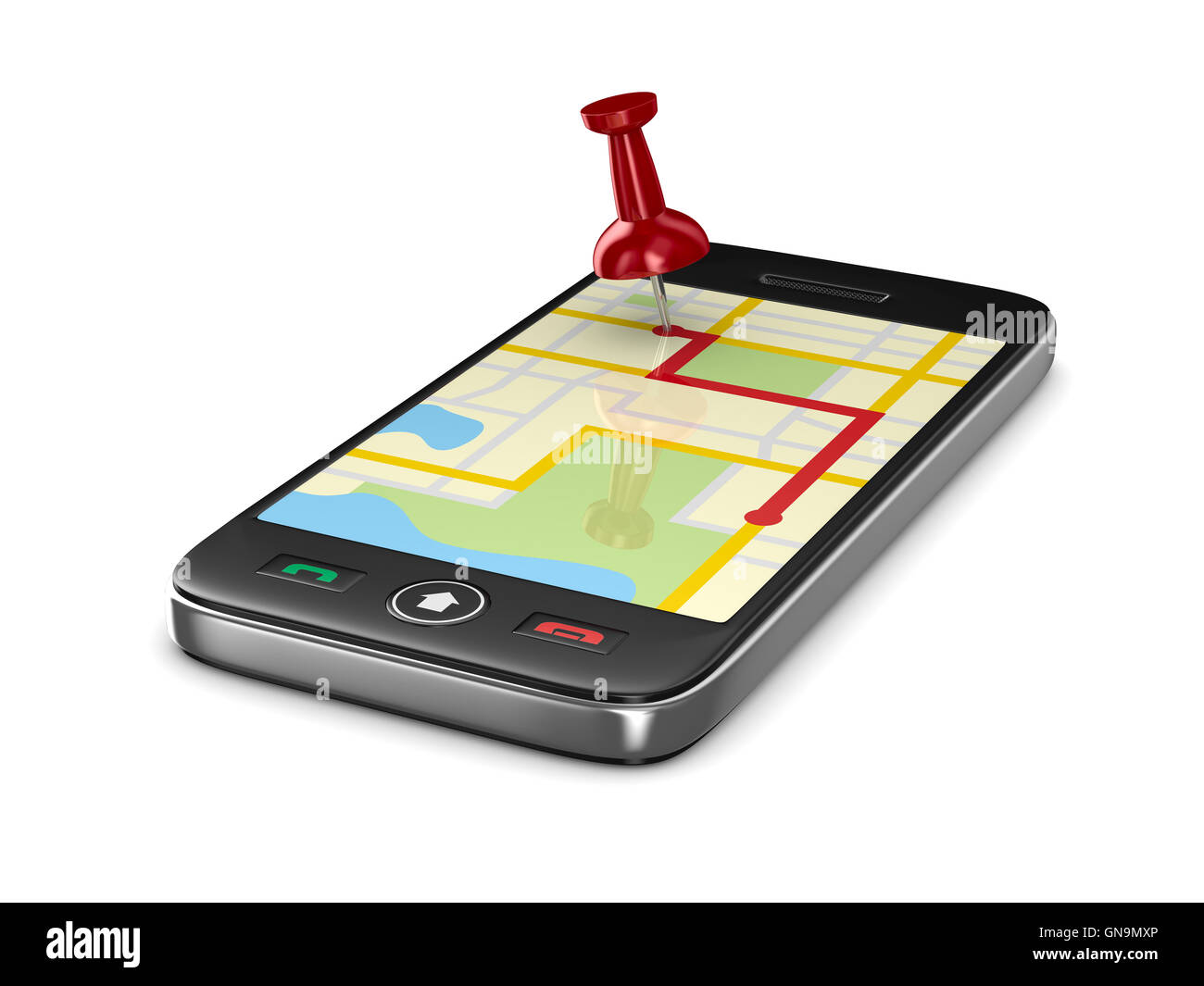 Navigation in phone. Isolated 3D image Stock Photo - Alamy