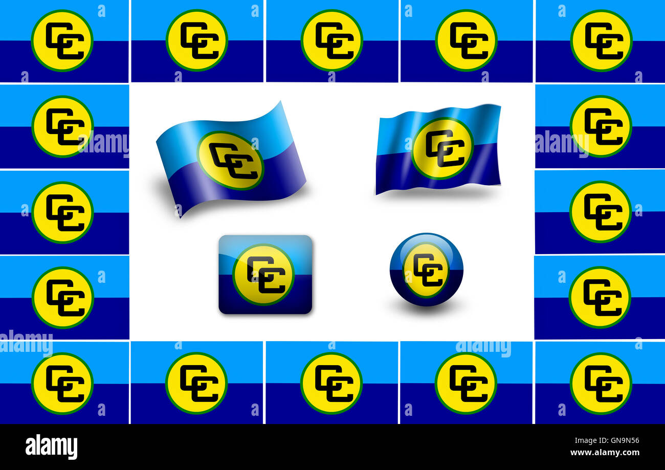 Flag of the Caribbean Community. icon set. flags frame Stock Photo - Alamy