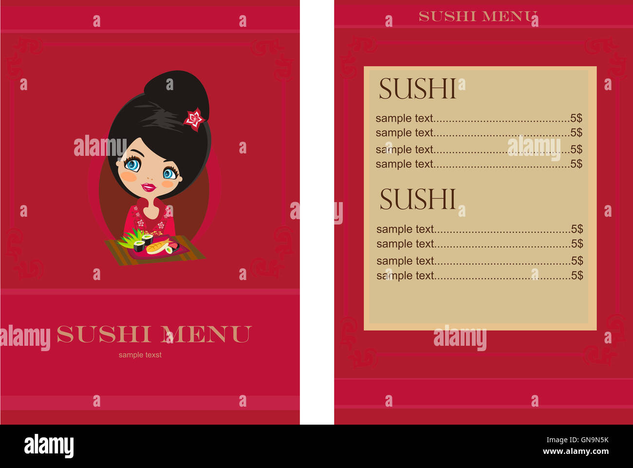 template of sushi menu Stock Photo - Alamy