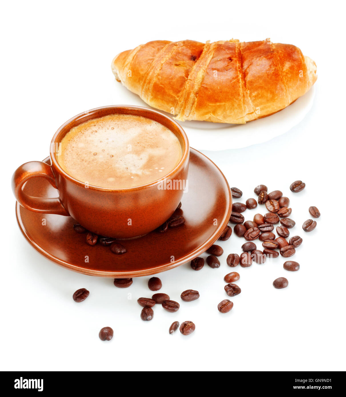 Coffee and croissant cafe Cut Out Stock Images & Pictures - Alamy