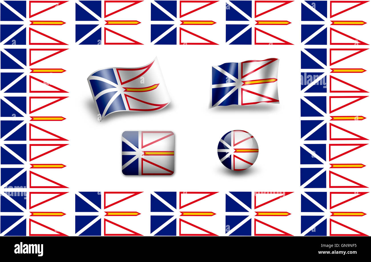 Flag of Newfoundland and Labrador. icon set. flags frame Stock Photo ...