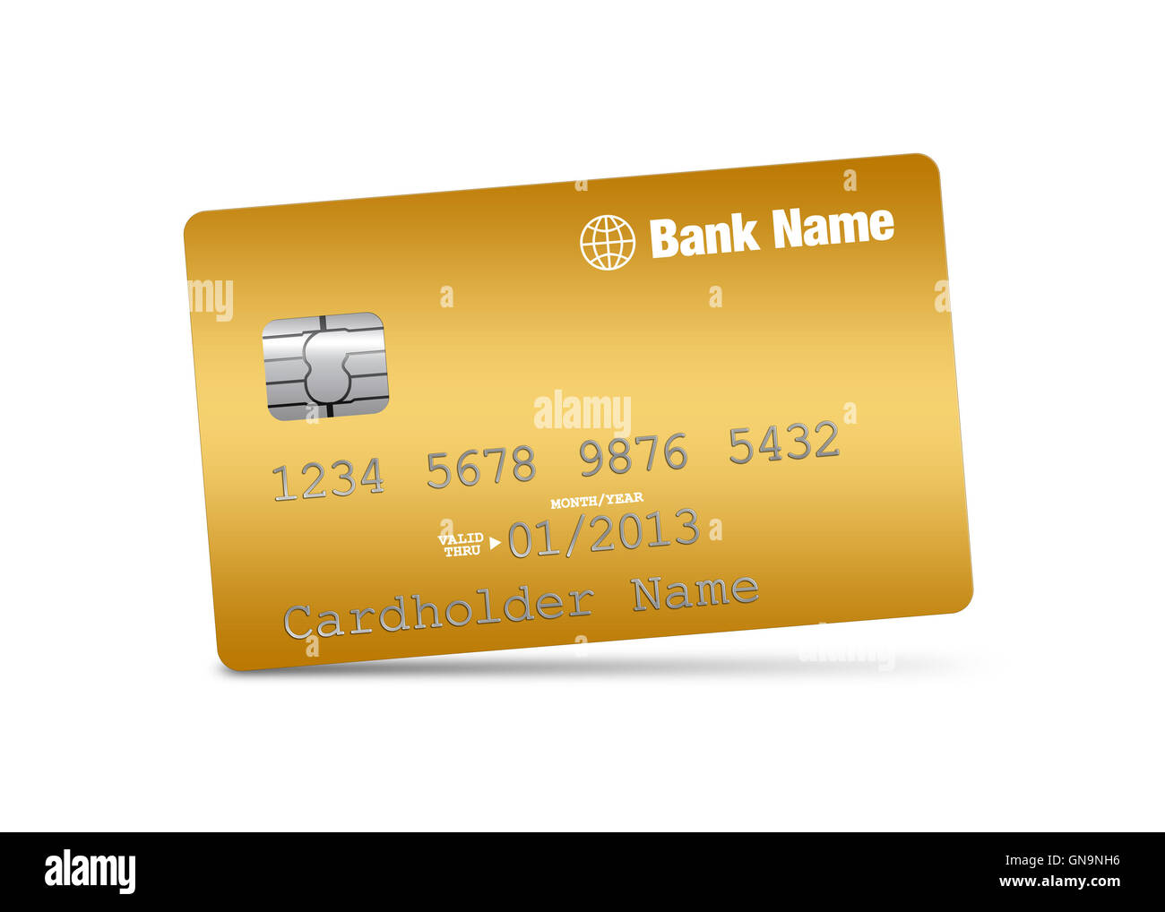 Golden credit card on a white background Stock Photo - Alamy