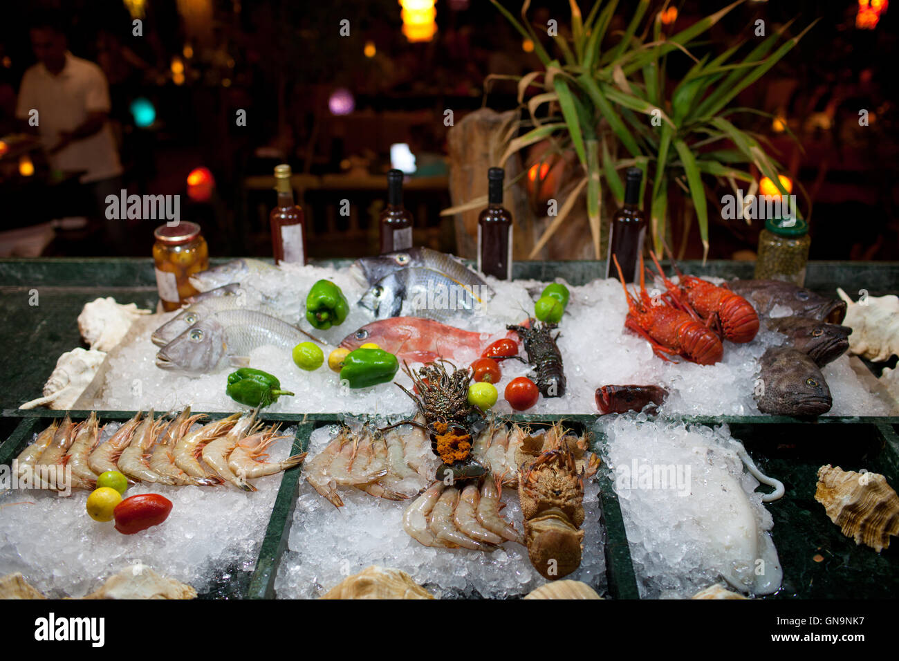 seafood at a restaurant Stock Photo - Alamy