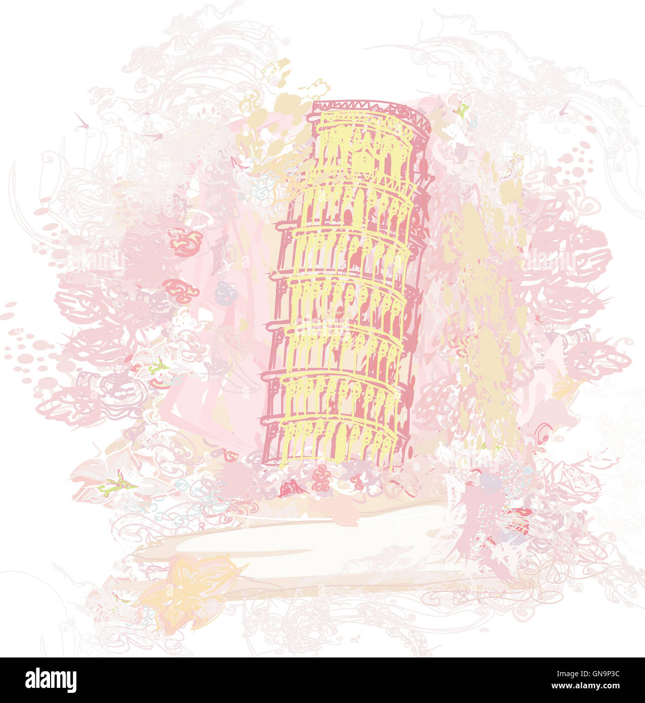 vector pisa tower grunge background Stock Photo - Alamy