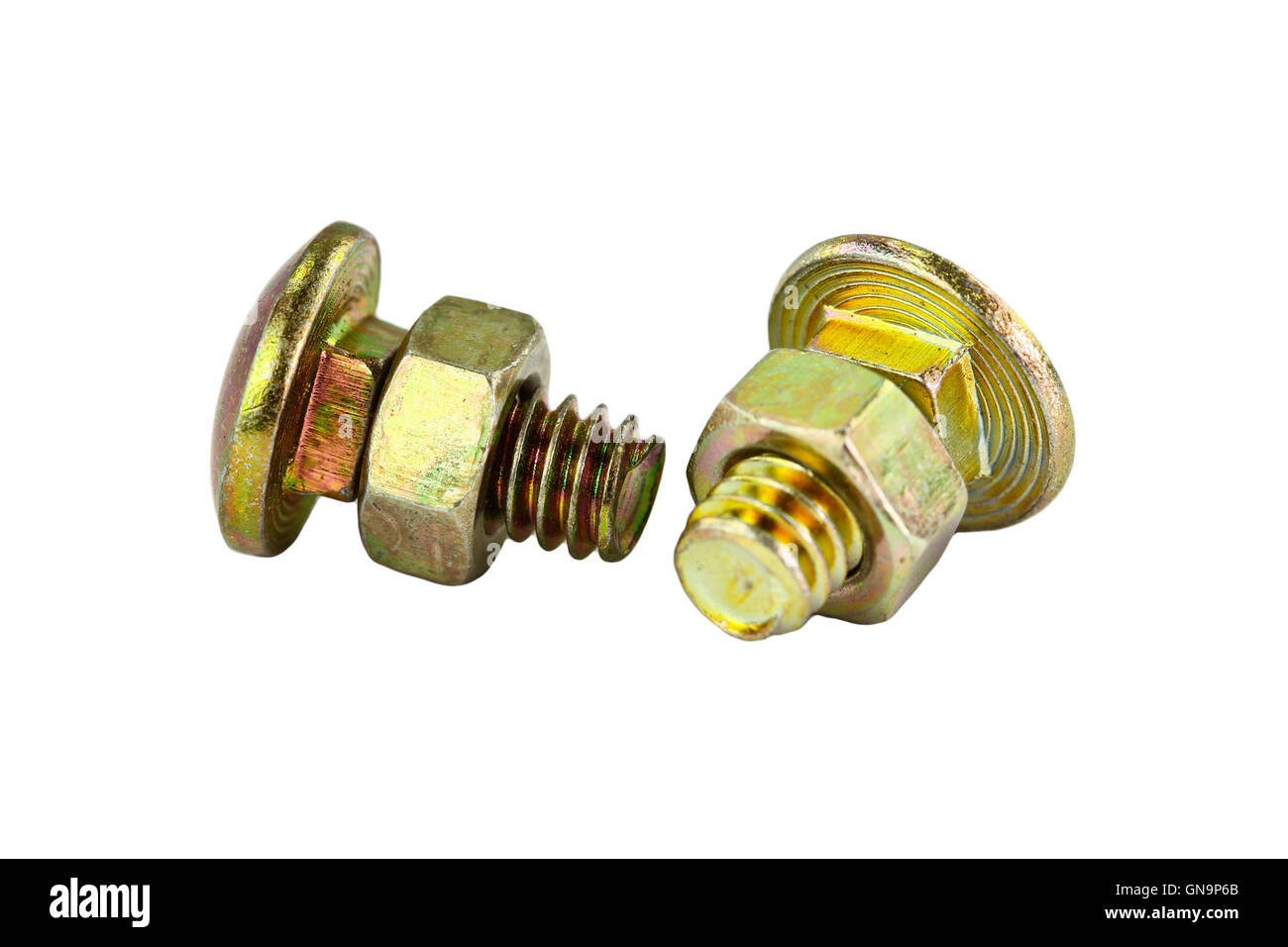 various views of the bolt and nut , Closeup isolated Stock Photo - Alamy