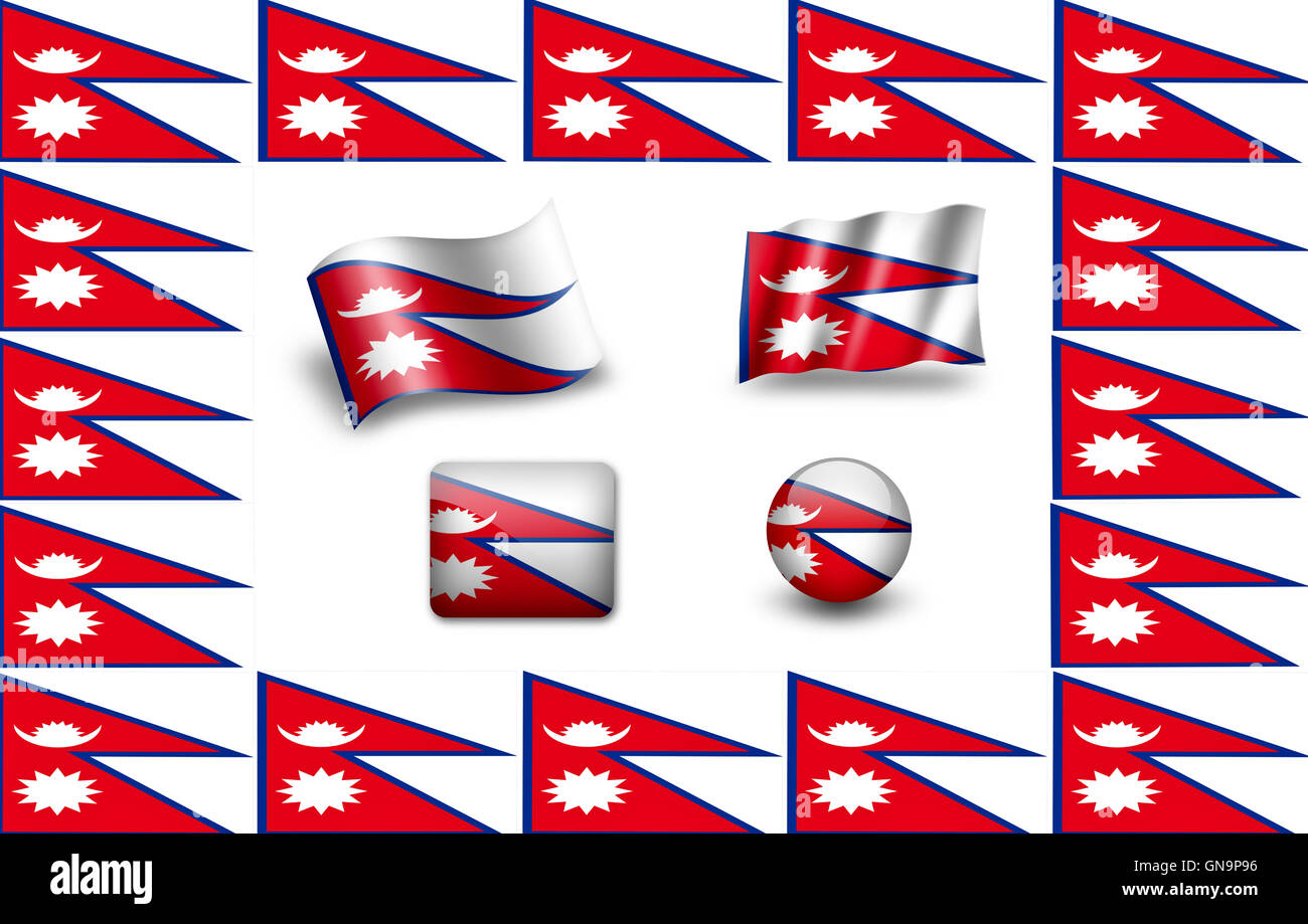 Flag of Nepal. icon set. flags frame Stock Photo - Alamy