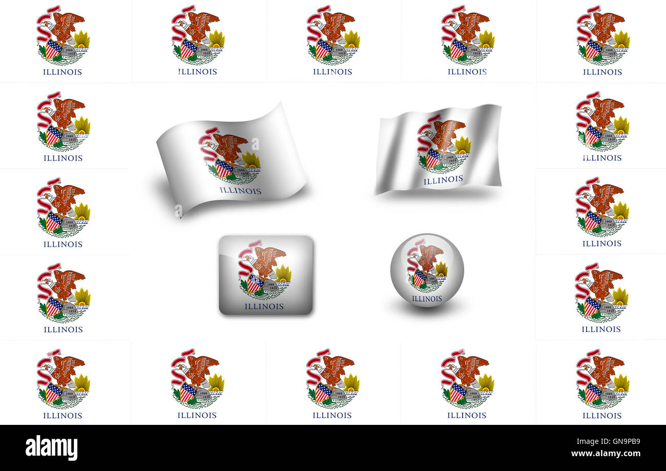 flag of Illinois. icon set Stock Photo - Alamy