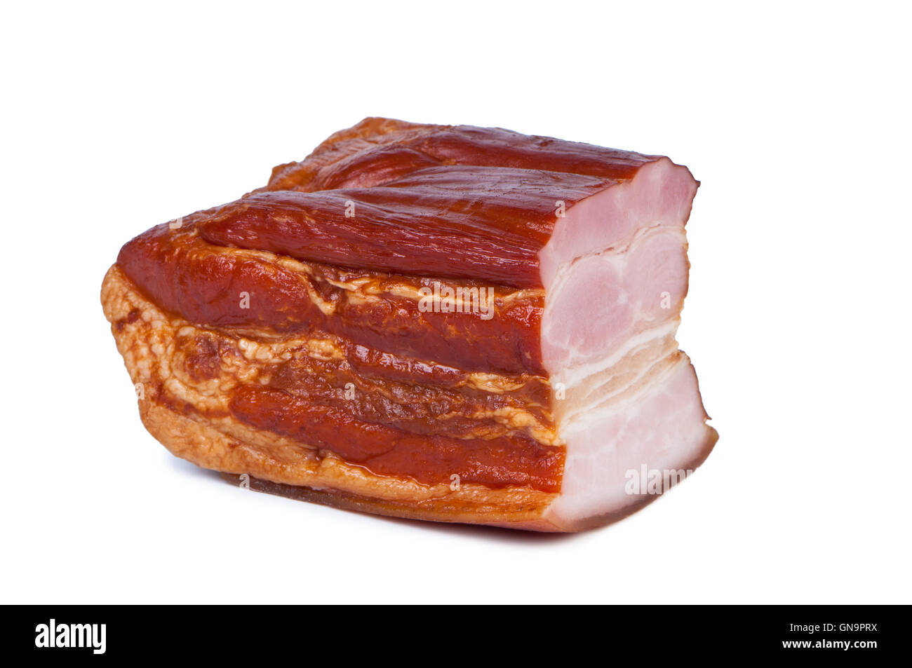 Smoked meat on white background Stock Photo - Alamy