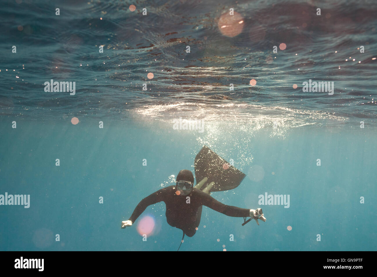 a portrait of freediver with camera Stock Photo - Alamy