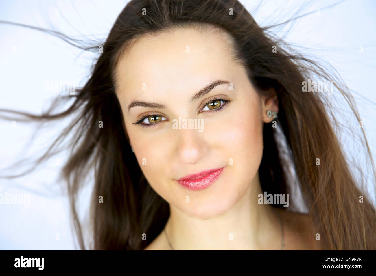 Female model with flying hair Stock Photo - Alamy