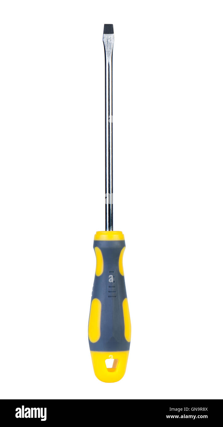 Screwdriver with plastic handle on white background Stock Photo - Alamy