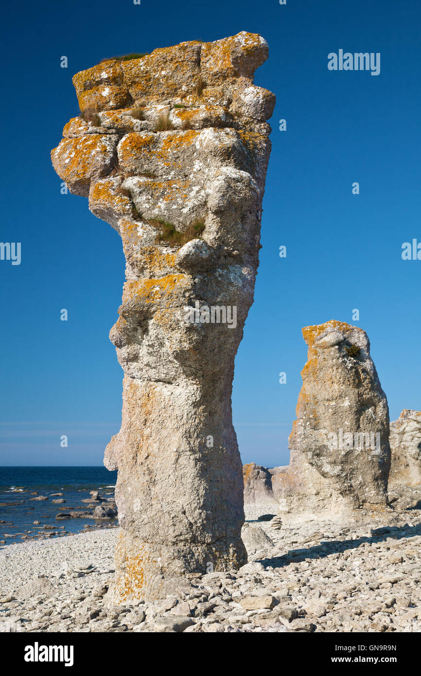 limestone pillars at Gotland island Stock Photo - Alamy