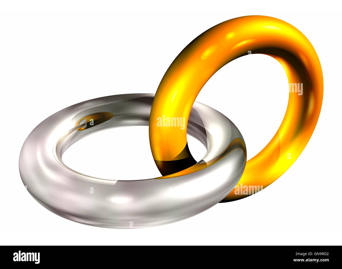 gold and silver rings in chain Stock Photo - Alamy