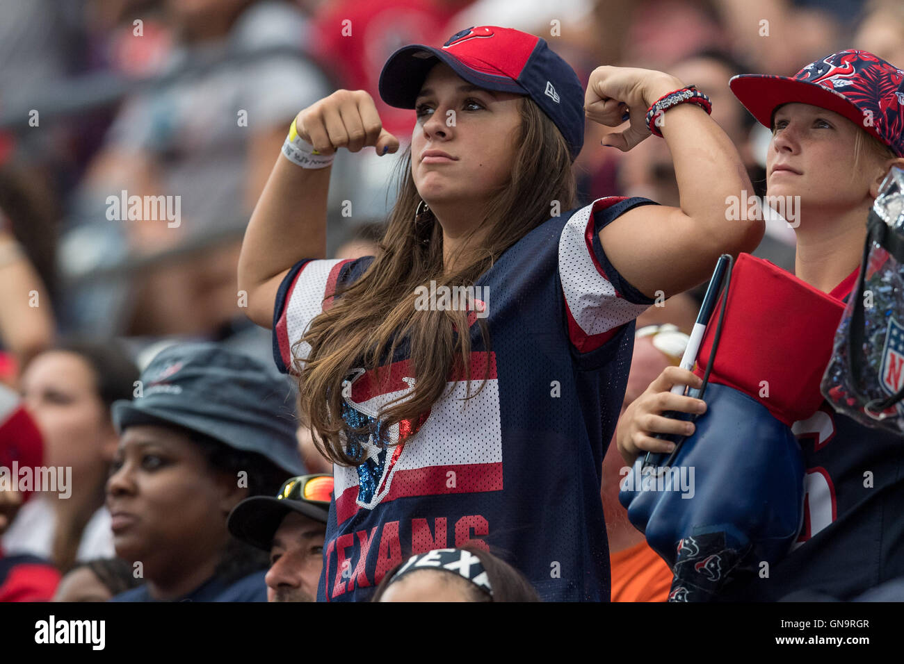 Houston, Texas, USA. 28th Aug, 2016. A Houston Texans fan flexes during ...