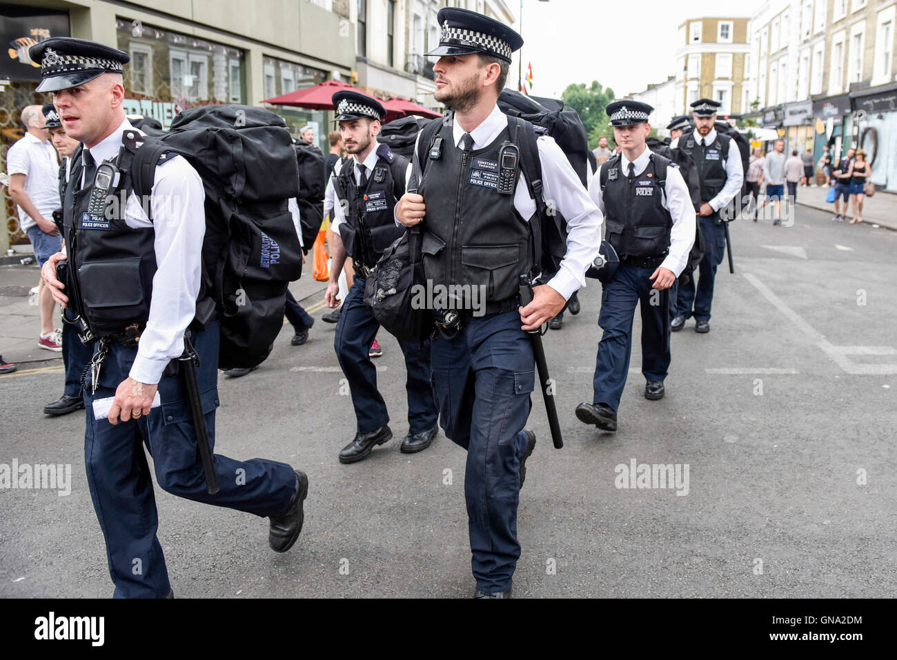 London, UK. 29 August 2016. A heavy and conspicuous police presence is ...