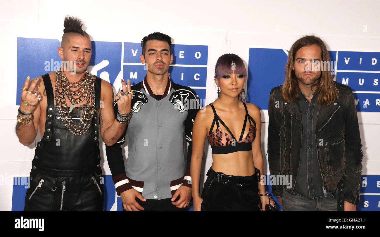 New York, New York, USA. 28th Aug, 2016. DNCE members COLE WHITTLE, JOE ...