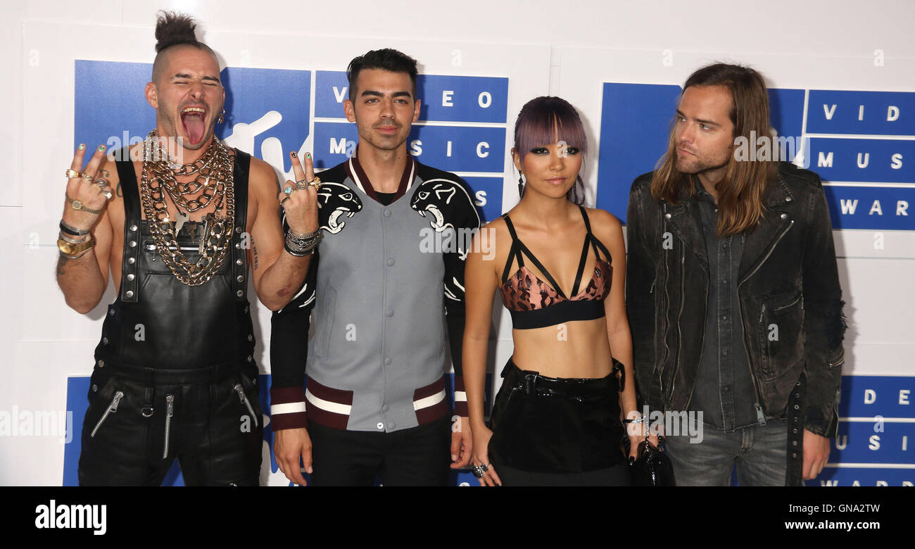 New York, New York, USA. 28th Aug, 2016. DNCE members COLE WHITTLE, JOE ...