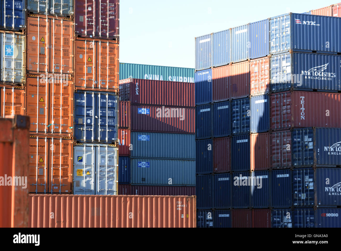Ulm, Germany. 25th Aug, 2016. Containers standing in the trans-shipment ...