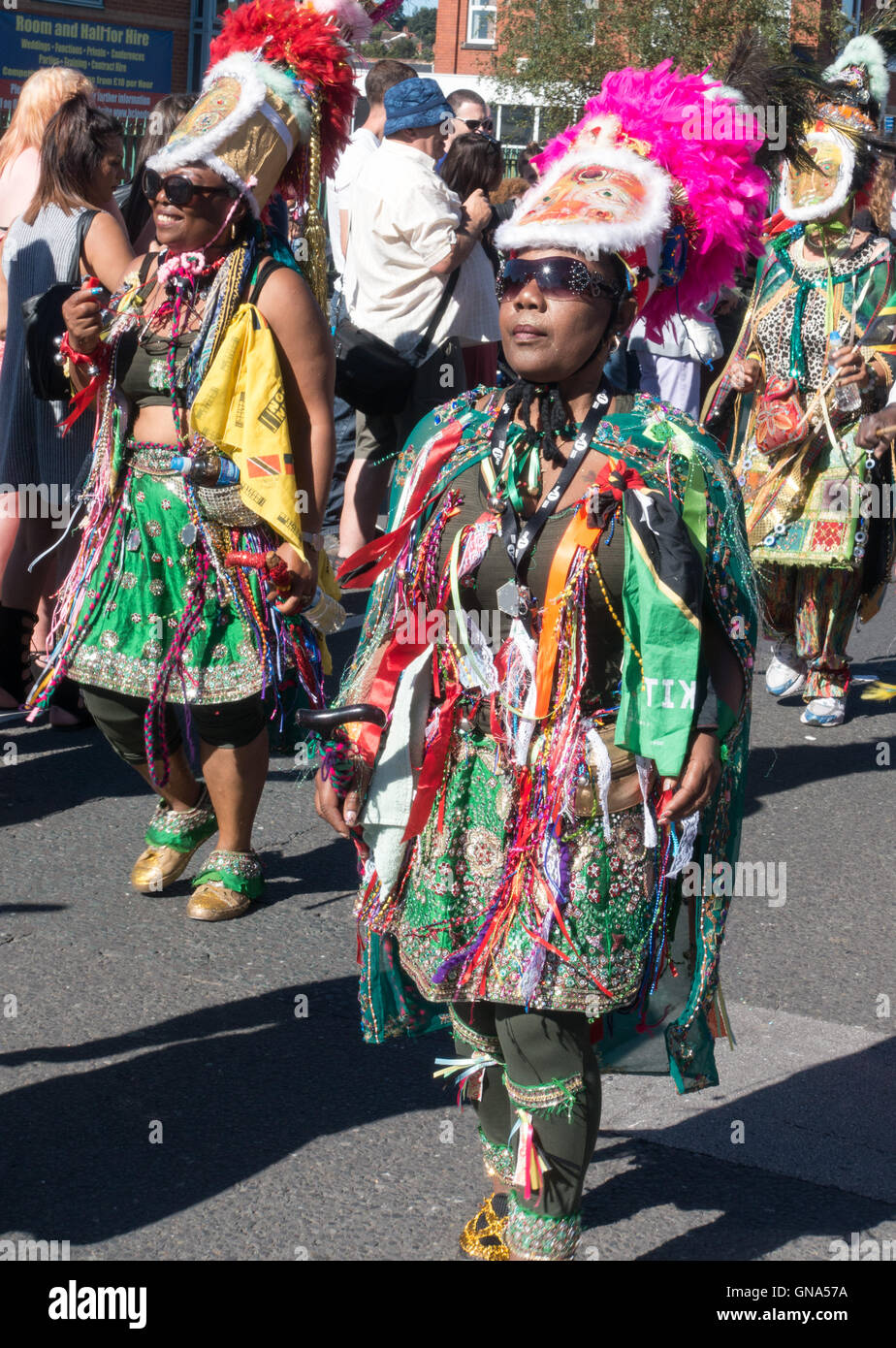 Leeds, UK. 29th August, 2016. Dancers and performers in colourful ...