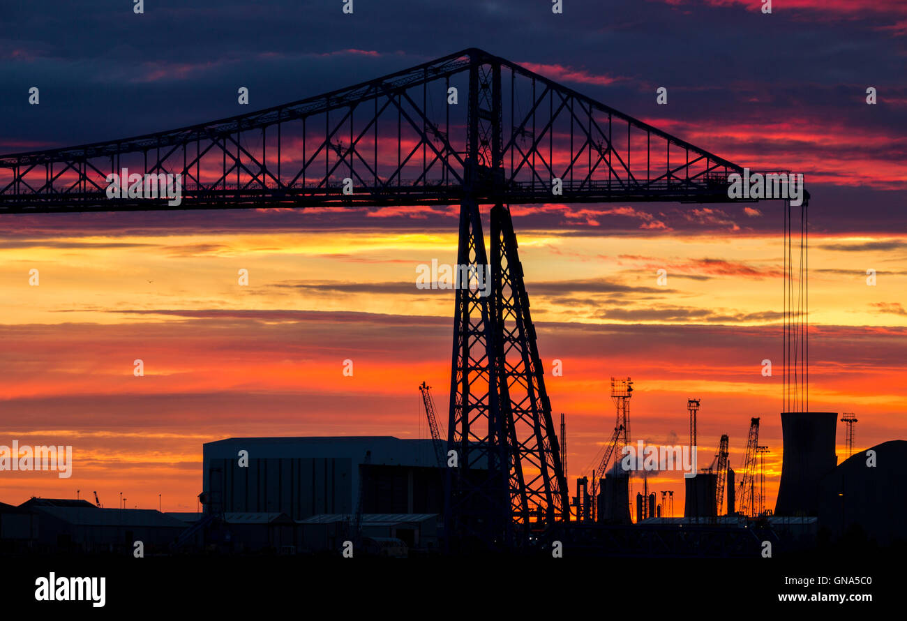 Middlesbrough, UK. Tees Transporter bridge at sunset Stock Photo - Alamy