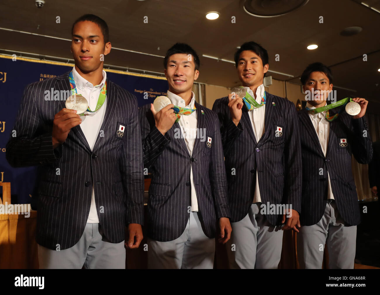 Tokyo, Japan. 29th Aug, 2016. Japanese 4 x 100m relay team members (L-R ...