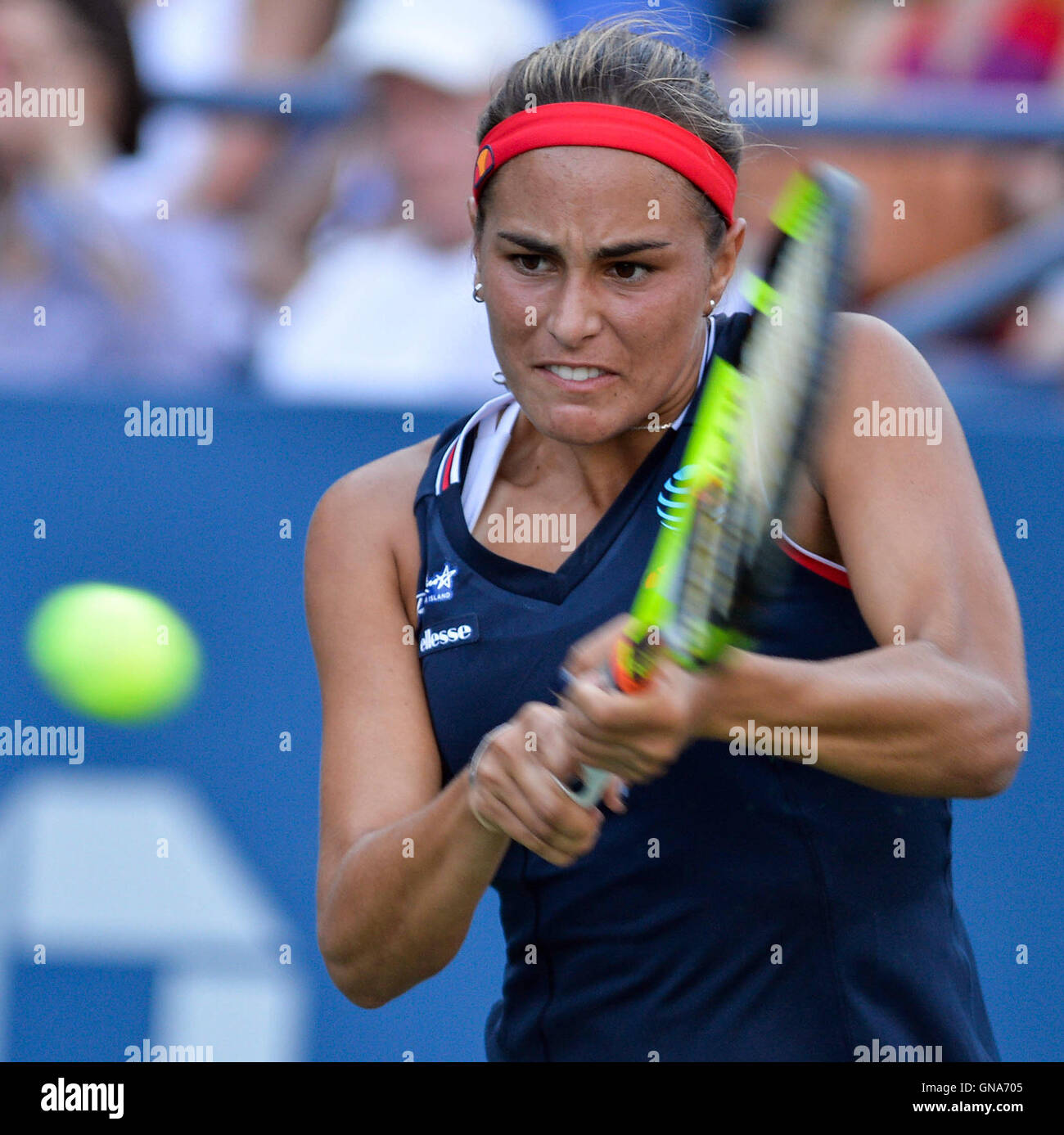 New York, USA. 29th Aug, 2016. Monica Puig of Puerto Rico returns a ...