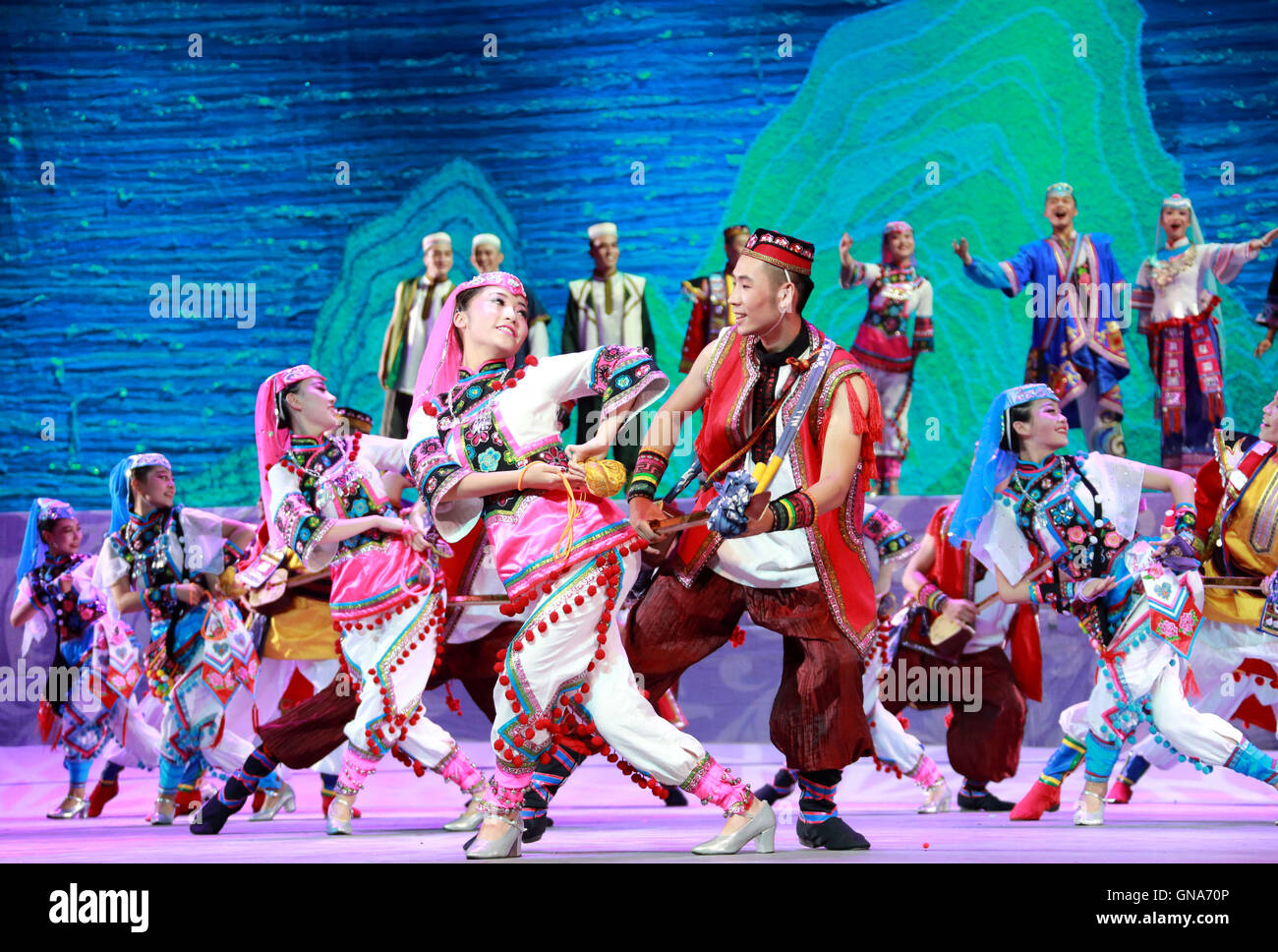 Beijing, China. 29th Aug, 2016. A dance show of the Hui ethnic group is ...